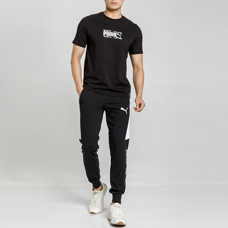 PUMA puma intl tee subject printing round neck short sleeve black
